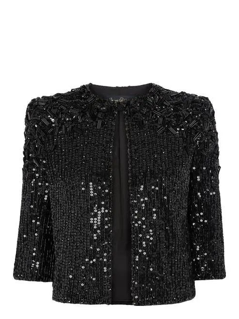 Jenny Packham Gaia Embellished Jacket - Liquorice