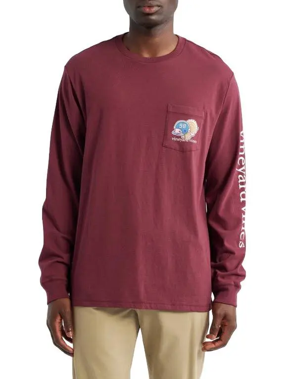 Vineyard Vines Football Turkey Long Sleeve Cotton Graphic T-shirt - Crimson