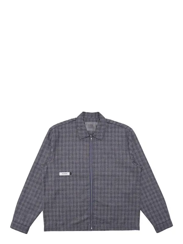 STUDENTS Wool Blend Flannel Zip-up Shirt - Navy