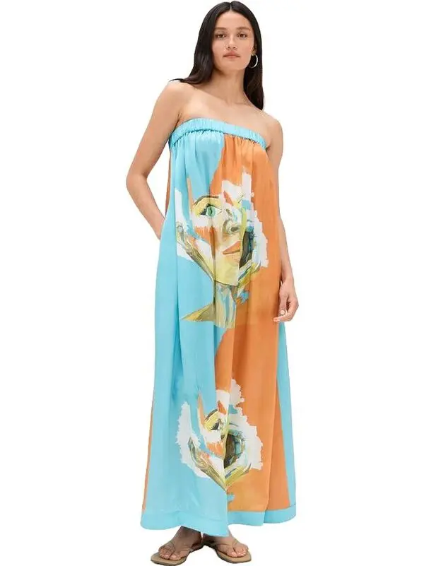 DUR DOUX Kesi Strapless Maxi Dress - Orange