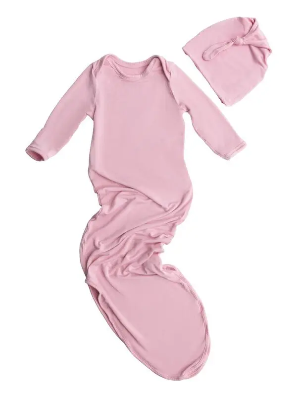 KINDRED BRAVELY Knotted Baby Gown And Hat - Light Mauve