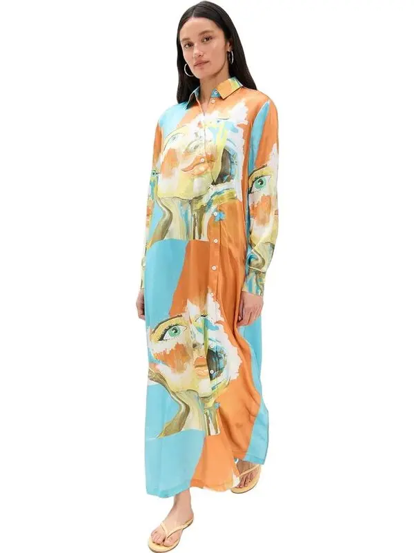 DUR DOUX Kesi Maxi Shirt Dress - Orange