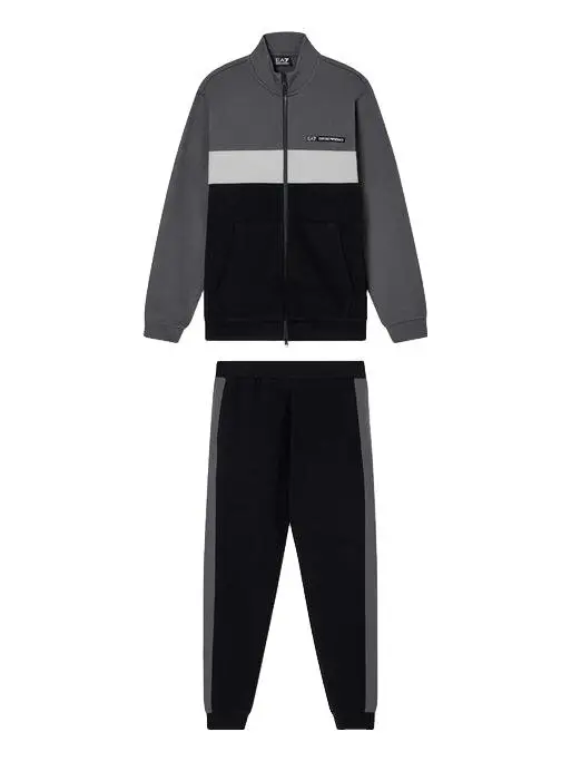 Emporio Armani Asv Athletic Colour Block Organic Cotton-blend Tracksuit - Black