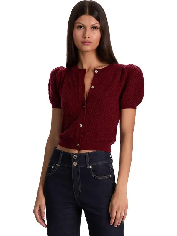 Alice + Olivia Sabine Cashmere Cardigan - Burgundy
