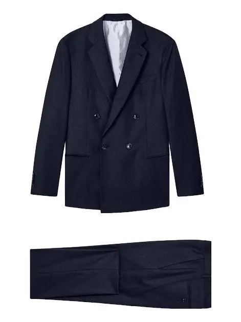 Giorgio Armani Single-breasted Soho Line Suit In Micro-textured Virgin Wool - Blue