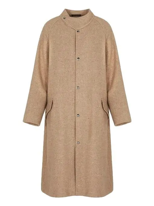 Giorgio Armani Virgin-wool Pea Coat With Down Padding - Natural