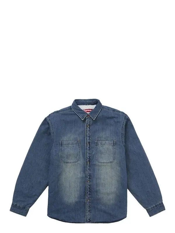 Supreme Shearling Lined Denim Work Shirt - Overdyed Blue
