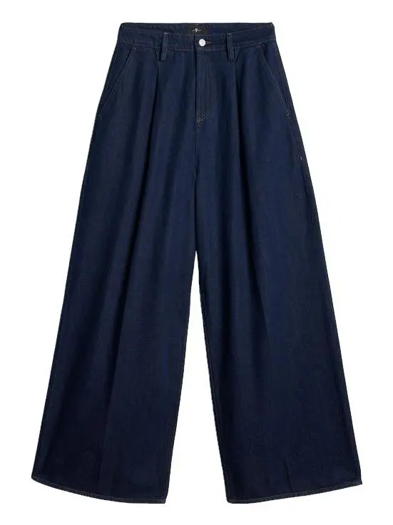 7 For All Mankind Pleated Wide Leg Trouser - Denim