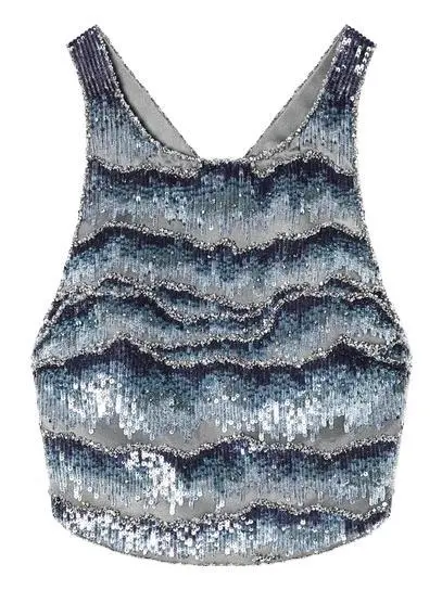 Giorgio Armani Embroidered Silk Top - Red