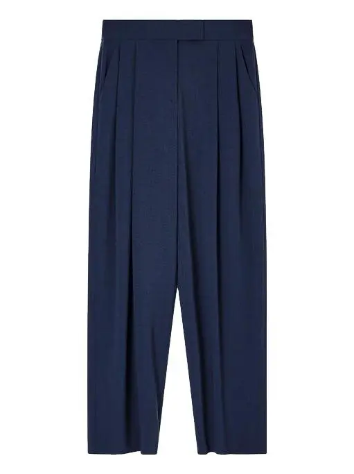 Giorgio Armani Double-pleat Virgin Wool Trousers - Blue