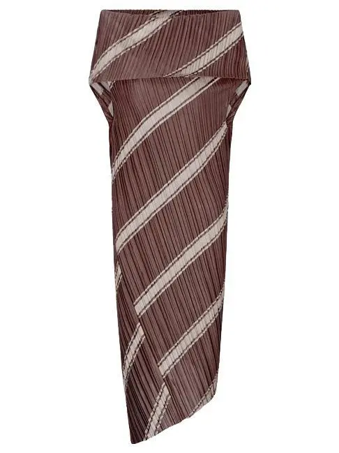 Giorgio Armani Pleated Two-tone Jersey Midi Dress - Brown