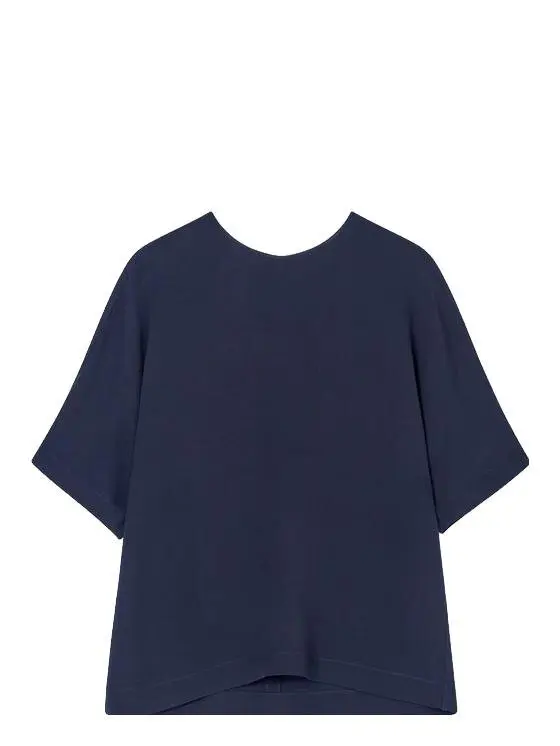 Giorgio Armani Triple Silk Georgette Crew-neck Blouse - Blue
