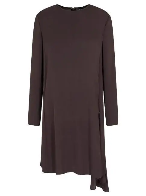 Giorgio Armani Draped Dress In Triple Silk Georgette - Brown