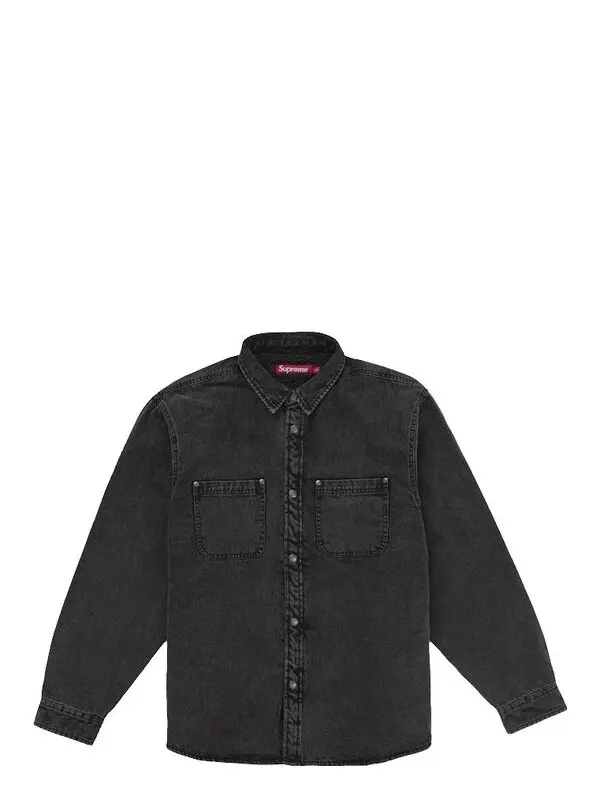 Supreme Shearling Lined Denim Work Shirt - Overdyed Black