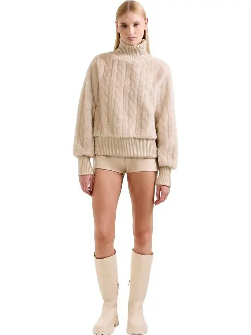 Rudsak Layla Faux Fur Turtleneck - White