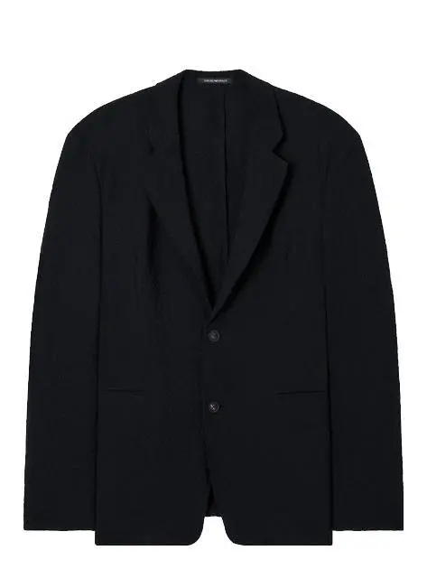 Emporio Armani Single-breasted Technical Seersucker Jacket - Black