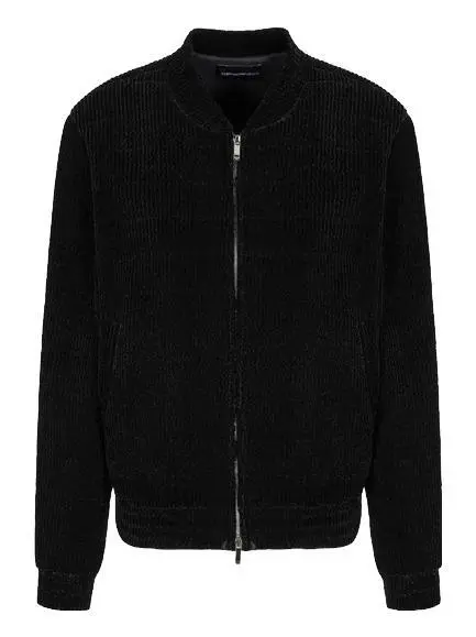 Emporio Armani Icon Quilted Velvet Blouson - Black