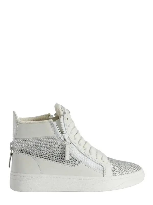GIUSEPPE ZANOTTI Mid-top Leather Sneakers - White