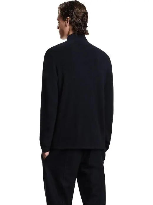 Emporio Armani Plain-knit Cashmere Jacket - Navy