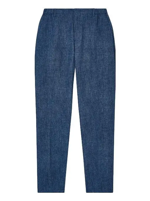 Emporio Armani Printed Seersucker Fabric Trousers - Blue