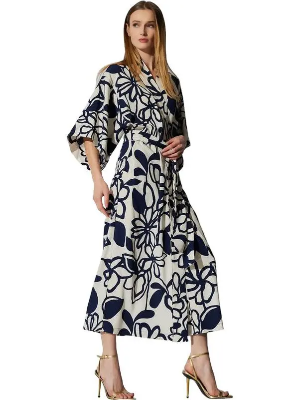 Natori Miyu Floral Print Robe - Black