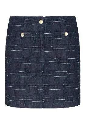 Emporio Armani Jacquard Denim Check Skirt - Blue