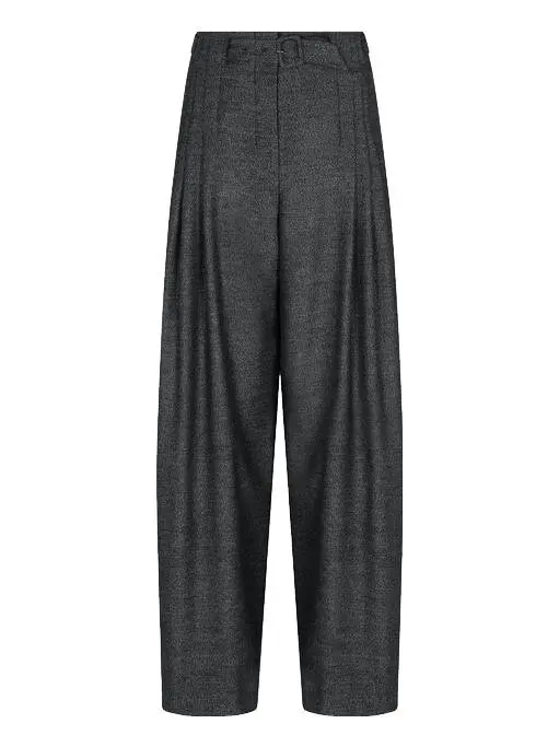 Emporio Armani Mouliné Flannel Trousers With Belt - Black / White / Pink / Gray
