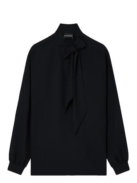Emporio Armani Fluid Crêpe Blouse With Tie Neck - Black