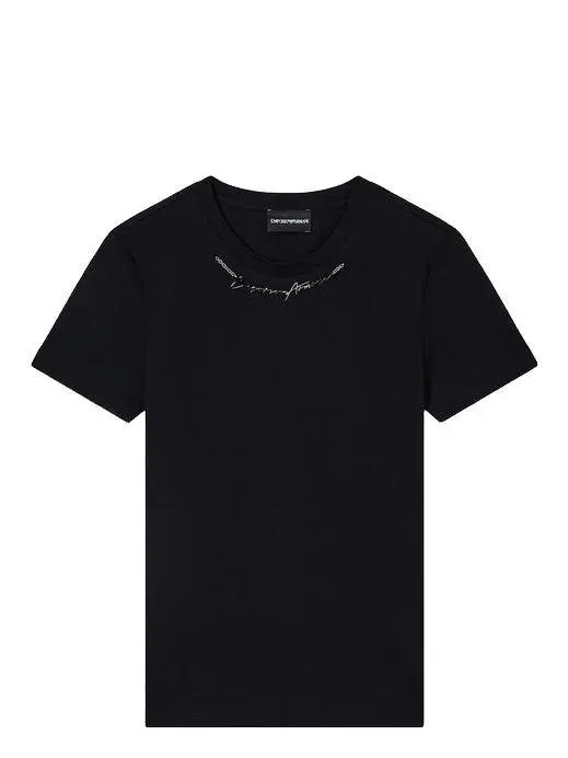 Emporio Armani Jersey T-shirt With Jewel Logo - Black