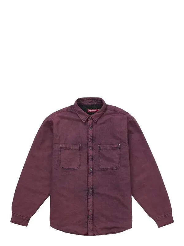 Supreme Shearling Lined Denim Work Shirt - Overdyed Red