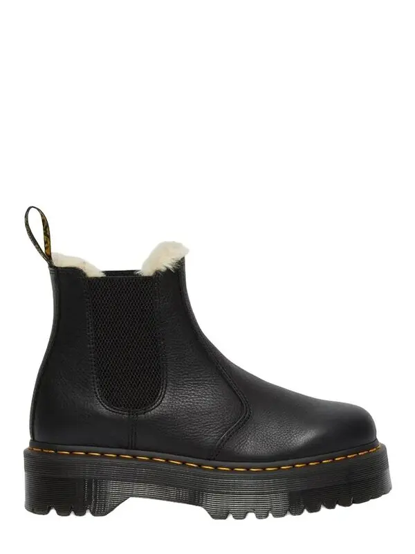 Dr. Martens 2976 Quad Faux Fur Lined Pisa Leather Platform Chelsea Boot - Black