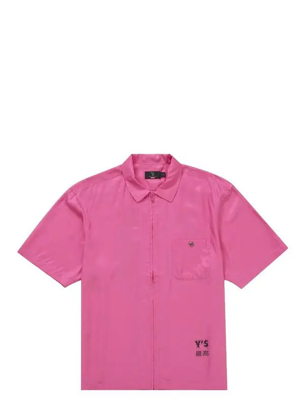 Supreme Y's Yohji Yamamoto Silk Zip Up Short Sleeve Shirt - Pink