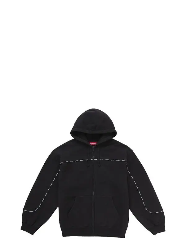 Supreme Piping Zip Up Hooded Sweatshirt - Black