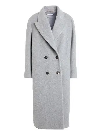 Peserico Wool Double-breasted Coat - Grey