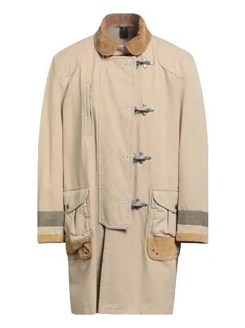 FAY ARCHIVE Duffle Coat In Cotton And Calfskin - Beige