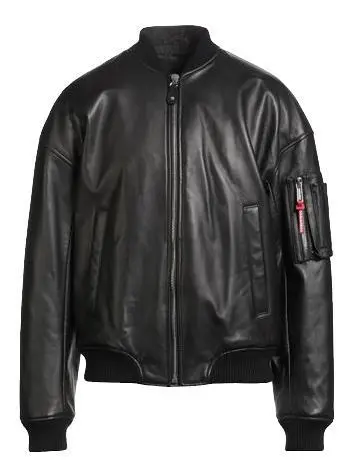 Dsquared2 Ovine Leather Bomber Jacket - Black