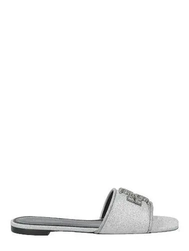 Tory Burch Leather Slides - Silver