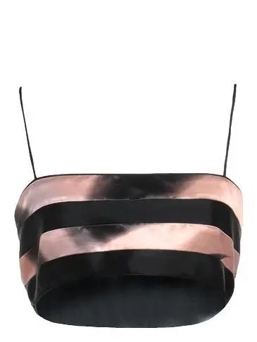 Giorgio Armani Striped Satin Crop Top - Black