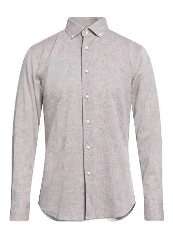 BAGUTTA Shirt Taupe Size Linen, Cotton - Grey