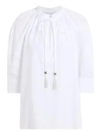 Max Mara Top With Tassels And Asymmetric Hem - White