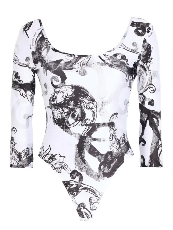 Versace Bodysuit In Signature Print - White