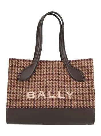 Bally Tweed Tote With Leather Trims - Brown
