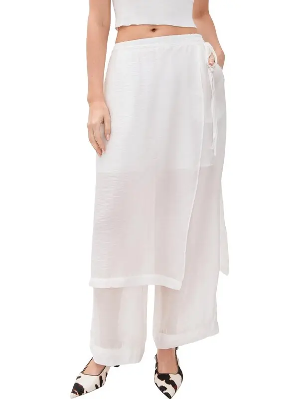 SIMONETT Textured Translucent Overlay Trousers - White