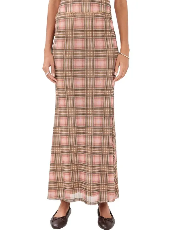 ANOTHER GIRL Mesh Plaid Print Skirt - Multi