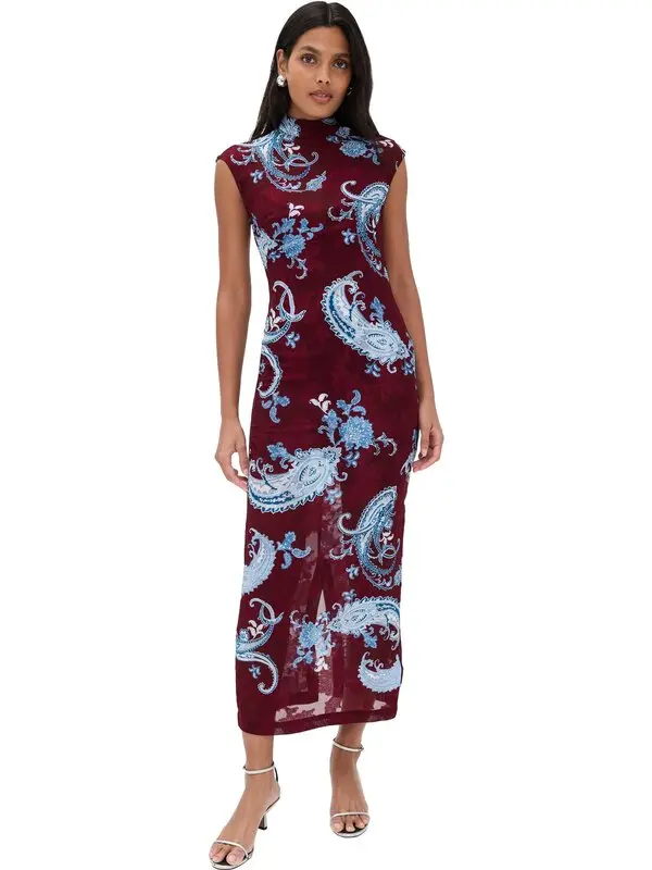 Hemant & Nandita Paisley Print Maxi Dress - Merlot