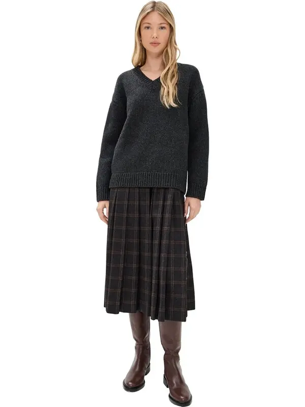 Sea Monroe Wool Plaid Combo Sweater Dress - Multi