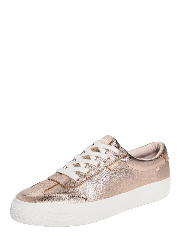 KEDS Jump Kick T-toe Metallic Leather Sneakers - Rose Gold