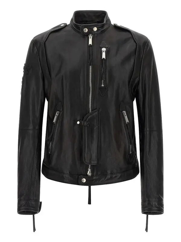 Dsquared2 X Ducati Leather Biker Jacket - Black
