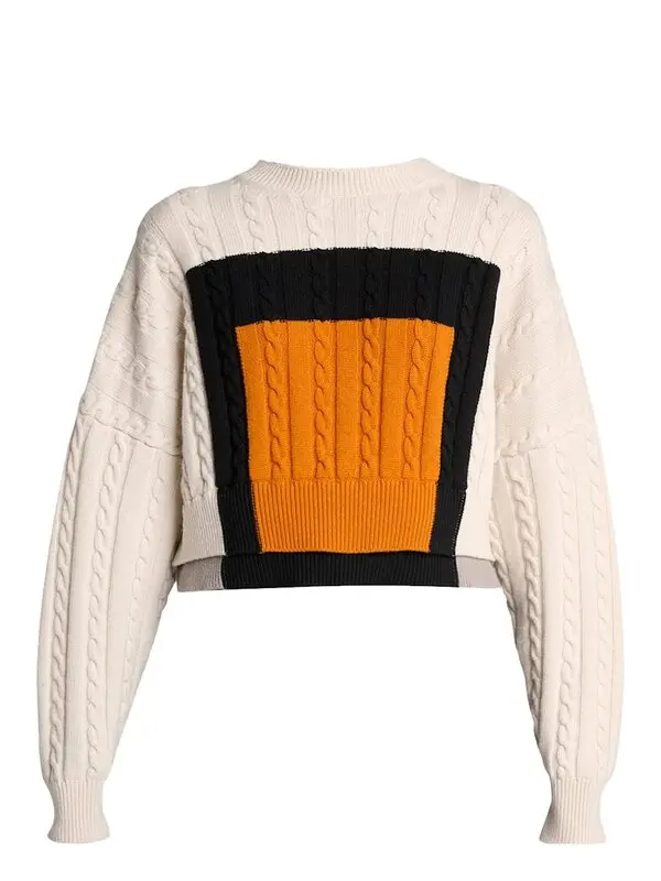 Loewe X Albers Cable Knit Crop Crewneck Sweater - Orange