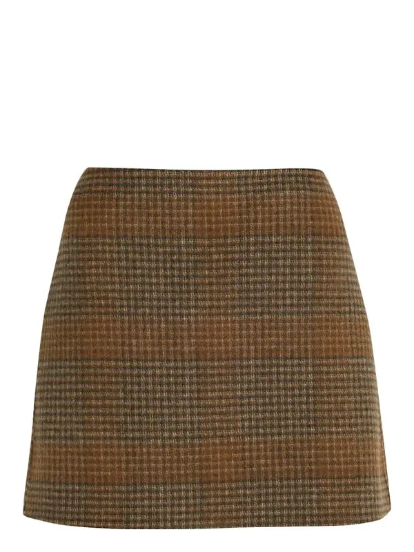 Theory Plaid Tweed Mini Skirt - Brass Multi